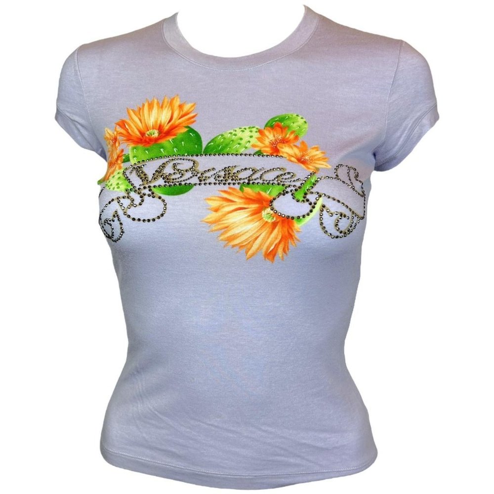 Vintage Versace Purple Bedazzled Logo Graphic T-Shirt - Gem